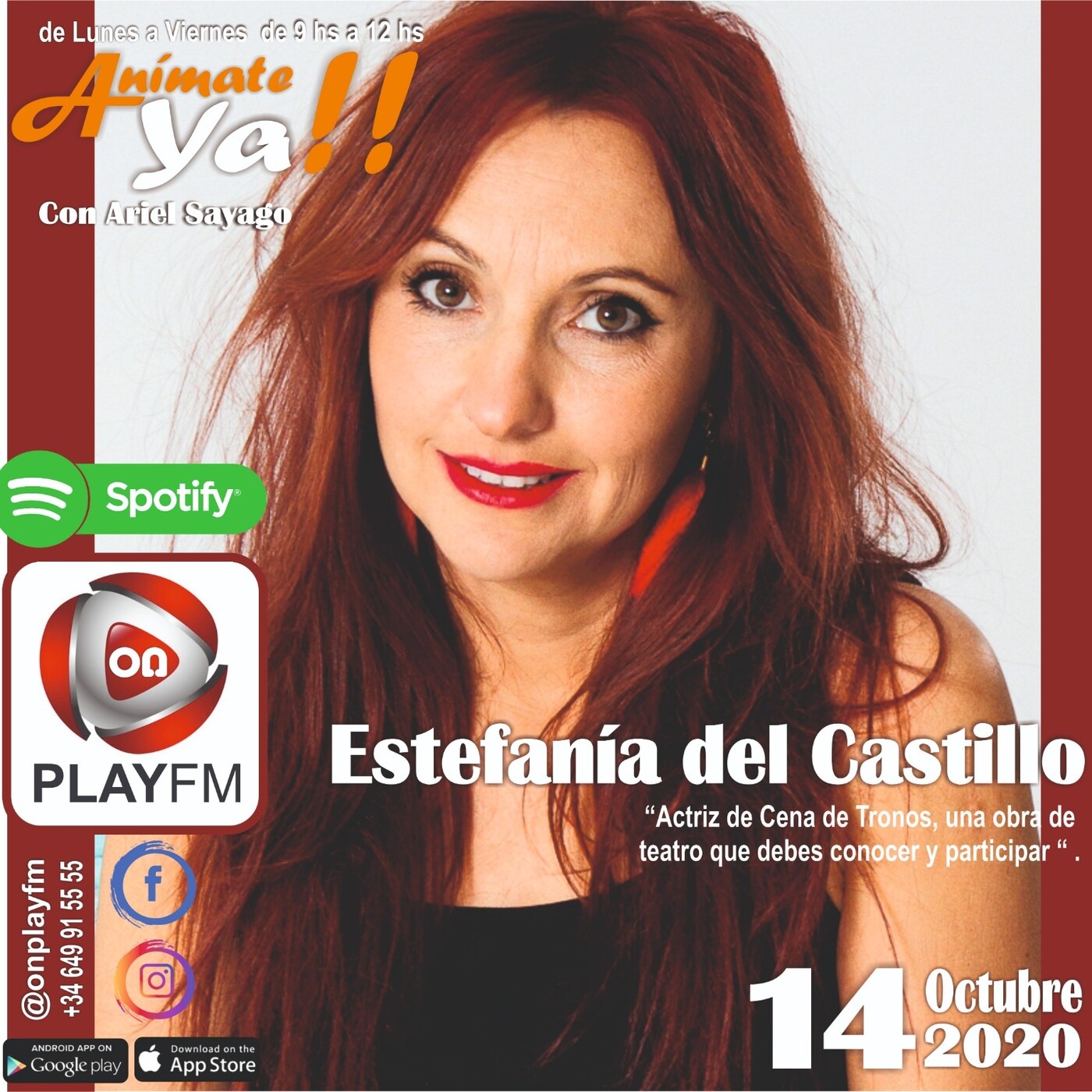 14-10-2020 Entrevista Estefania del Castillo - ON PLAY FM - Animate Ya ...