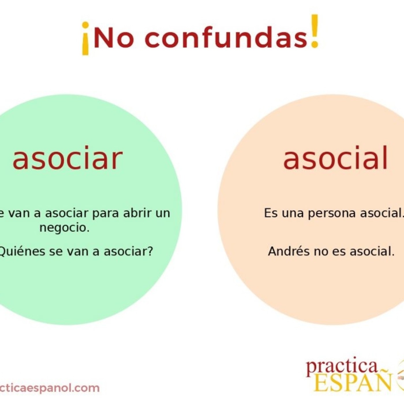 No confundas 'asociar' (to associate, to join together) con 'asocial ...